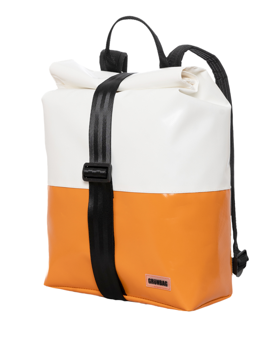 White/orange Sustainable Backpack | Water Resistant and Trendy Backpack
