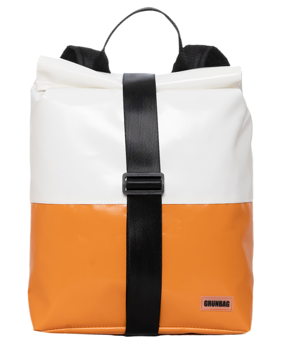 White/orange Sustainable Backpack | Water Resistant and Trendy Backpack